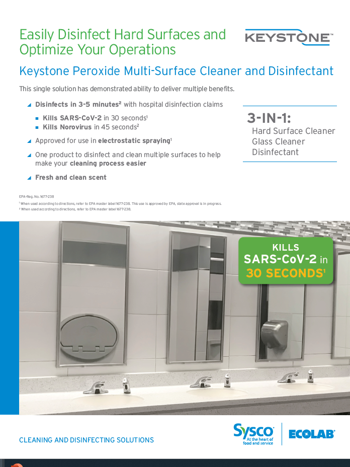 Keystone Peroxide Disinfectant & Glass Cleaner RTU Sell Sheet