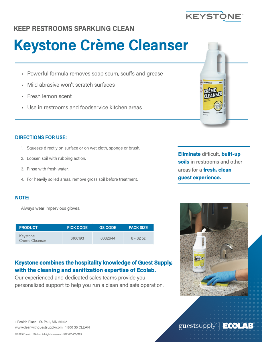 Keystone Crème Cleanser Sell Sheet