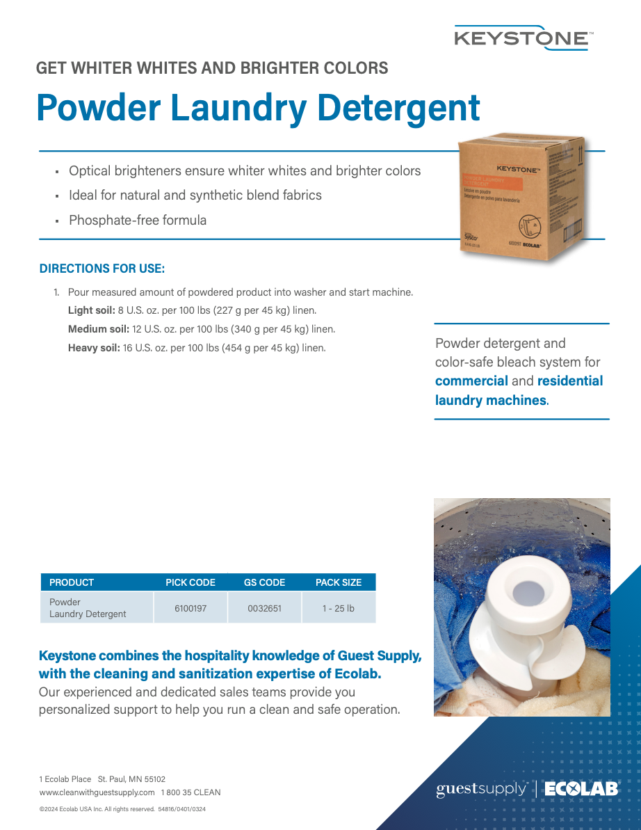 Keystone Powder Laundry Detergent Sell Sheet