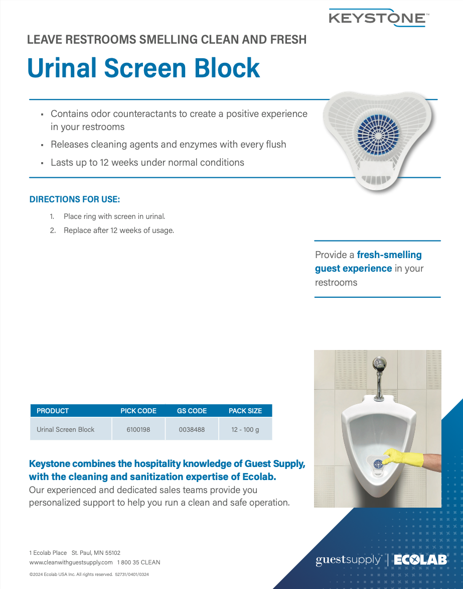 Keystone Urinal Screen Block Sell Sheet