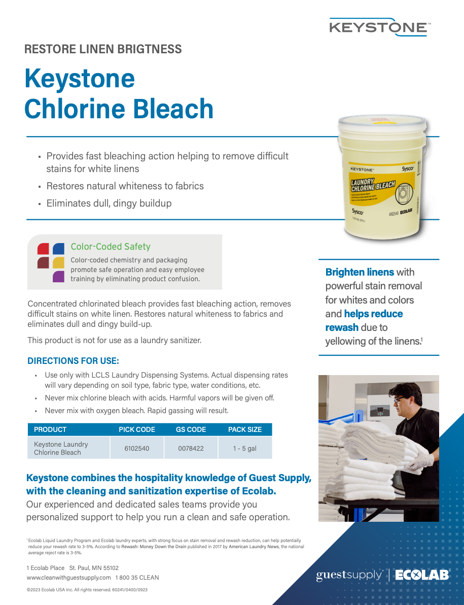 Keystone Chlorine Bleach Sell Sheet